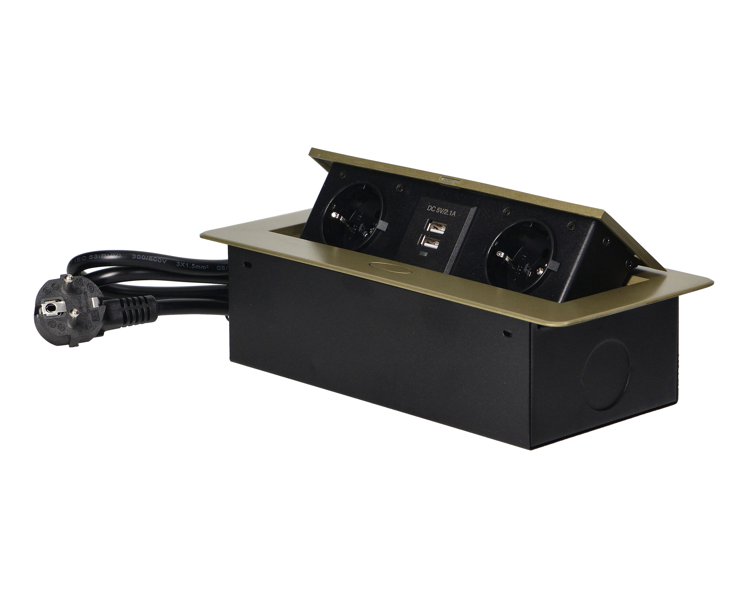 Utični element zlato 2 šuko + 2 USB - Utični elementi - Oprema za namještaj