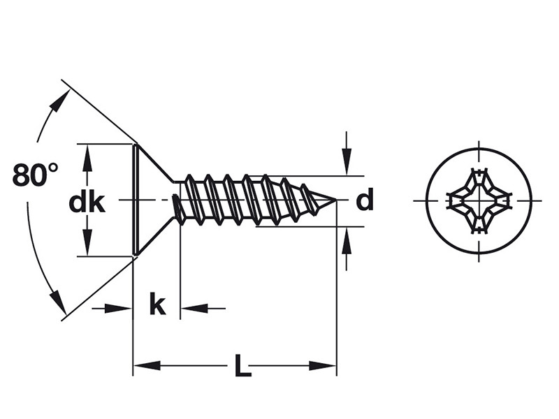 Vijak za lim DIN 7982 4,2 x 13 A2 - Ostali vijci i matice - Vijci i tiple - Okov za namještaj